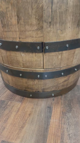 Custom made Bourbon Barrel Bistro/Pub Table Table with cabinet base an ...