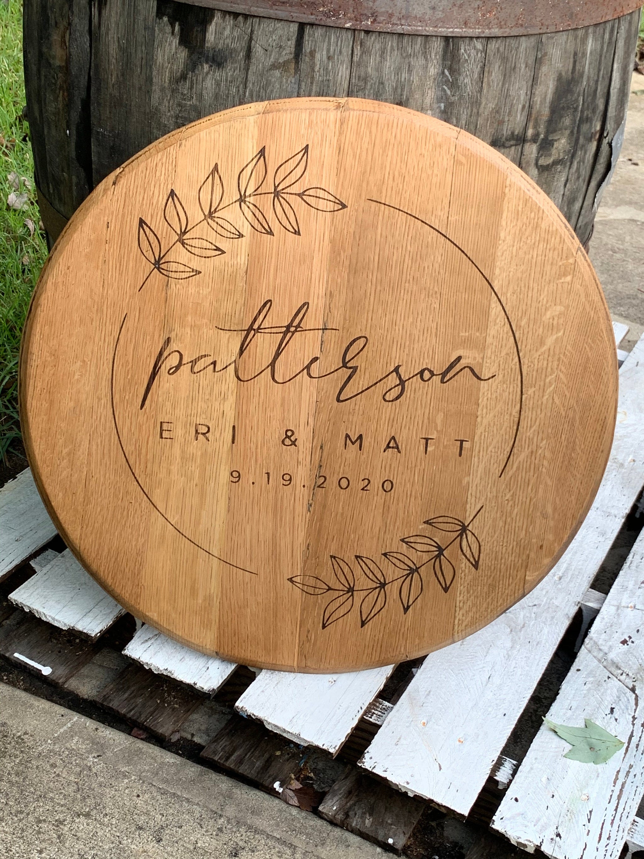 Custom Engraved Whiskey Barrel Head for Wedding or Anniversary – The ...